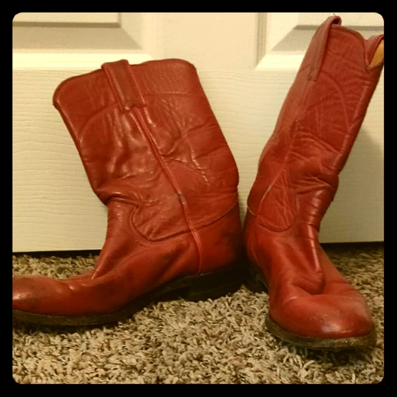 Shoes | Vintage Red Cowboy Boots | Poshmark